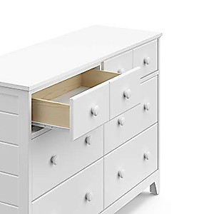 Stork Craft STORKCRAFT Moss 6 Drawer Double Kids Bedroom Dresser, 17.05x48.07x34.49(LxWxH) inches (Pack of 1), White