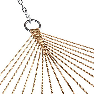 Lazy Daze 10 FT Double 2 Person Caribbean Rope Hammock, Hand Woven Polyester Hammock with Spreader Bars, Extra Large Outside Outdoor Backyard Patio Poolside Hammock, 450 LBS Capacity, Tan