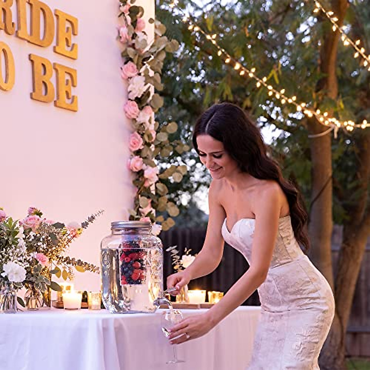 2-Gallon Glass Liquor Decanter Drink Dispenser for Parties - 100% Leakproof Stainless Steel Spigot + Marker & Label and Fruit Infuser, Water Beverage Dispenser Liquid Laundry Detergent Dispenser