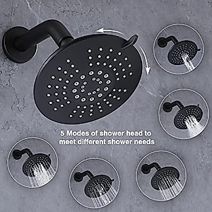 NIITAWH Matte Black 3 Handle Shower Faucet Set with Rotatable Tub Spout, Tub and Shower Trim Kit with Valve