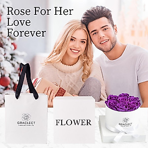 Graclect 7-Piece Preserved Roses in a Box for Delivery Prime - Forever Flowers - Immortal Roses Birthday Gifts for Her - Christmas & Valentines Day Gifts for for Mom/Girlfriend/Wife/Grandma - Purple…
