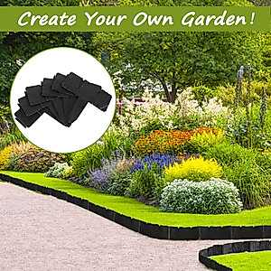 CYEAH Garden Edging Set of 20, 16 Ft Landscape Edging, Flower Bed Edging, DIY Plastic Fencing, Mitation Stone Effect Garden Borders for Lawn, Walkway