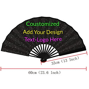 FRYSEFDFV Add Your Own Text and Design Custom Business Personalized Bamboo Folding Hand Dancing Fan,Wall Decoration Foldable Rave Fan