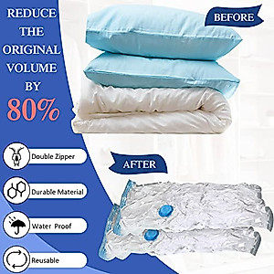 32 Pack Vacuum Storage Bags for Clothes (8 Jumbo+8 Large+8 Medium+8 Small) Space Saving Vacuum Bags with 2 Hand Pump Double Zip Vacuum Seal Storage Bags for Clothes Blanket Comforter Bedding Pillow