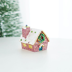 YU FENG Christmas House Figurine Trinket Boxes Hinged Rhinestones Jeweled Enamel Jewelry Ring Ornament Metal Colorful Box