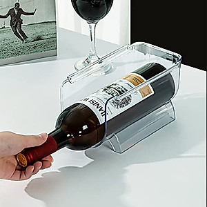 Heshebuy 2 Pack Bottle Rack, Fridge Organizer Bottle Rack, Stackable Wine Rack Plastic Bottle Holder