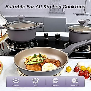 Pots and Pans Set with Premium Nonstick Coating, 5-Piece Kitchen Cookware Sets PFOA & PFAS Free, Pots and Pans Cooking Utensils Set Induction/Gas/Electric Compatible, Dishwasher Safe