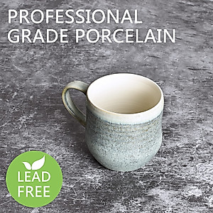 Bosmarlin Large Ceramic Coffee Mugs Set of 2, 17 Oz, Big Tea Cup for Office and Home, Dishwasher and Microwave Safe (Willow Green, 2)