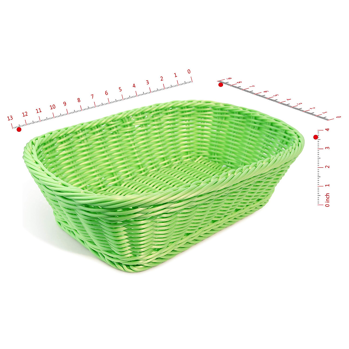 Colorbasket 31404-202 Waterproof Rectangular Utility Basket, Dishwasher Safe, Shelf Storage, Hand Woven, Set of 3, Lime Green