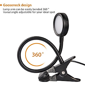 LEPOWER Clip on Light / Book Light / Reading Light with 2 Color Changeable/ Night Light Clip on for Desk, Bed Headboard and Computers (Black)