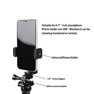Pellking Jaws Flex Clamp Smartphone Mount with Adjustable Gooseneck（19 Sections） Compatible with iPhone Samsung,and GoPro Hero 10,9,8,7,6,5,4,, 3+, 2, 1, DJI Osmo Action Akaso Camera Mounts