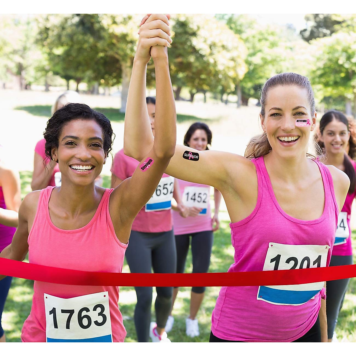 Breast Cancer Awareness Face Tattoos Temporary - Pink Ribbon /Walk/Football/Run/Fundraising Giveaways Favors 144Ct