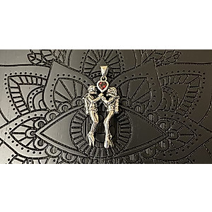 Jewelry Trends Sterling Silver Scuba Divers Garnet Heart Pendant