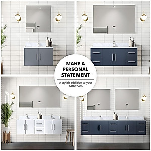 Lexora Geneva 72 in. W x 22 in. D Navy Blue Double Bath Vanity and 30 in. LED Mirrors