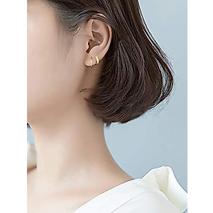 Reffeer 925 Sterling Silver Minimalist Crawler Earrings Wrap Cuff Earrings For Women Teen (Yellow)