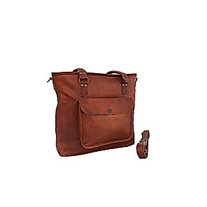 Genuine Leather Tote Bag Women's Handbag Purse Work Travel Shopping Holdall Shoulder Bags, 16 Inch Medium