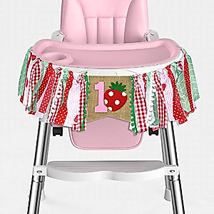 Strawberry One Highchair Banner Baby Girl 1st Birthday Party High Chair Bunting Garland Decoration