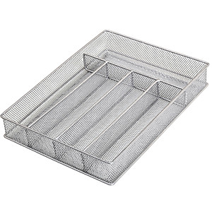 Ybm Home Silver Mesh Cutlery Holder In-drawer Utensil Flatware Organizer/tray size 12-1/2 By 9-1/4 By 2 Inches (5-compartment)