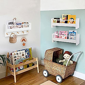 COMAX Small Book Shelf Organizer for Kids, Floating Bookshelf for Toddler Baby Room Bedroom, Set of 3 Wall Bookshelf Nursery Book Shelves Holder, Hanging Book Shelf for Wall Mounted Decor, White