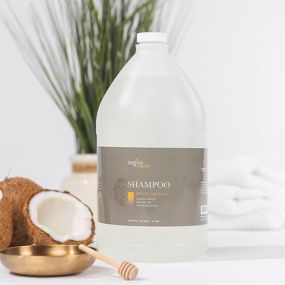 Zogics Organics Shampoo – Organic Shampoo for Women and Men, Hydrating Hair Shampoo with Natural Ingredients like Aloe Vera, Avocado, and Calendula Oil (Honey Coconut Scent, 4 Gallon Case)