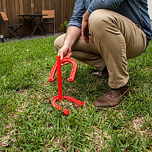 Champion Sports Indoor/Outdoor Horseshoe Set Red