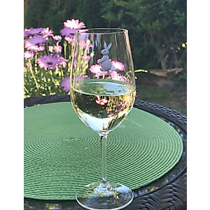Simply Charmed Magnetic Wine Glass Charms - Cute Bunnies and Flower Drink Markers Set of 6