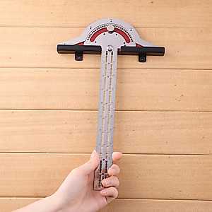 T-Type Woodworkers Edge Rule, 0-70°Adjustable Edge Angle Measure Tool,Stainless Steel Scriber Measuring Caliper for Student Drawing and Woodworkers Build Furniture (20 inch)
