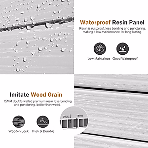 WACASA Storage Shed 4X6 FT,Resin Outdoor Storage Shed with Floor & Lockable Door, All Weather Plastic Lean to Shed with Window and Vent, Garden Tool Shed for Bike,Toy,Lawnmower (Grey)