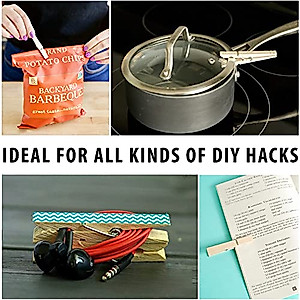 Wooden Clothespins for Crafts with Reusable Storage Bag – 50 Pack Natural Clothes Pins Heavy Duty Outdoor and Indoor Use, Moisture Resistant Laundry Clips with Strong Grip