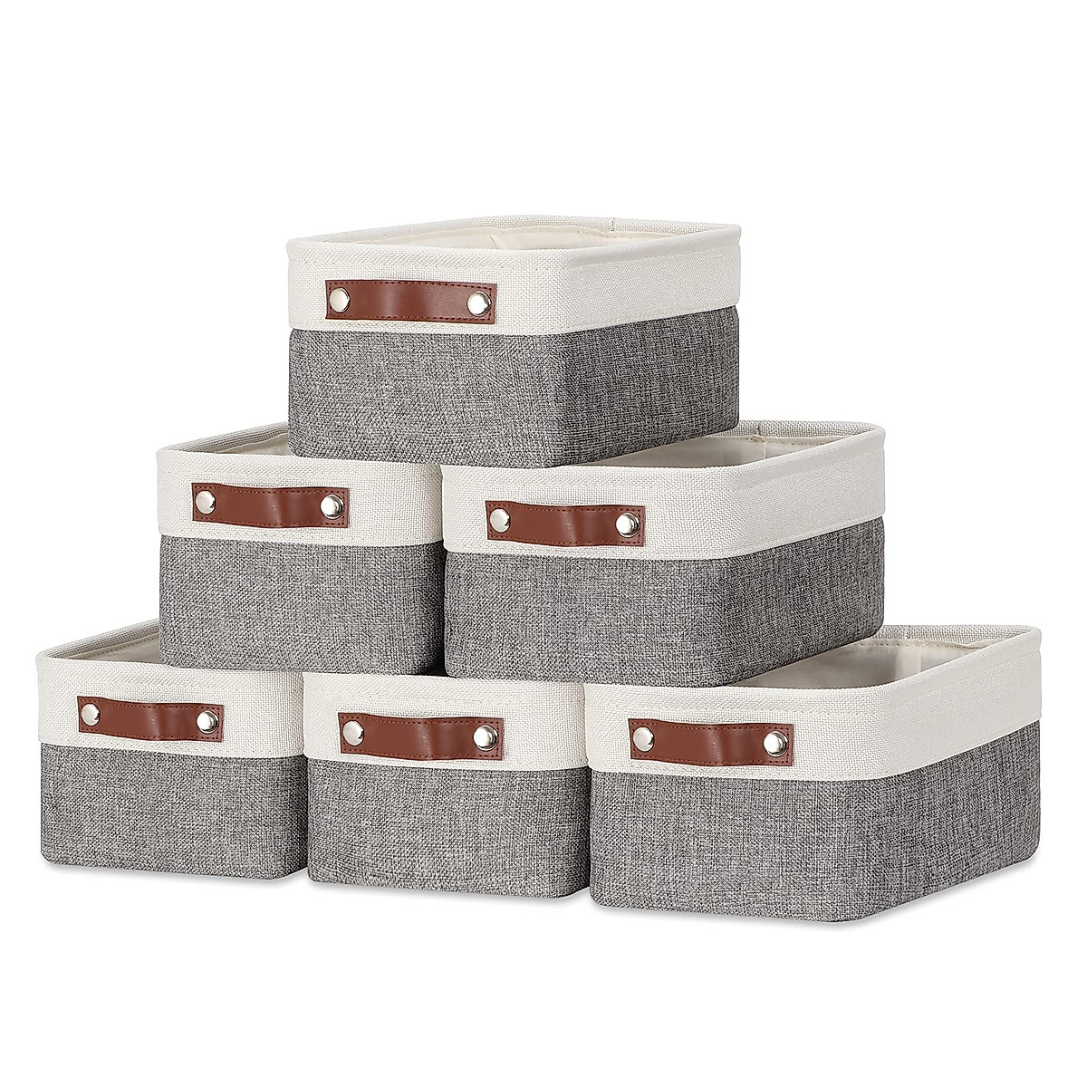DULLEMELO Collapsible Bundle Baskets 4 Cube Baskets 13"x13"x13" + 6 Small Baskets 11.8"x7.9"x5.1"（White&Grey