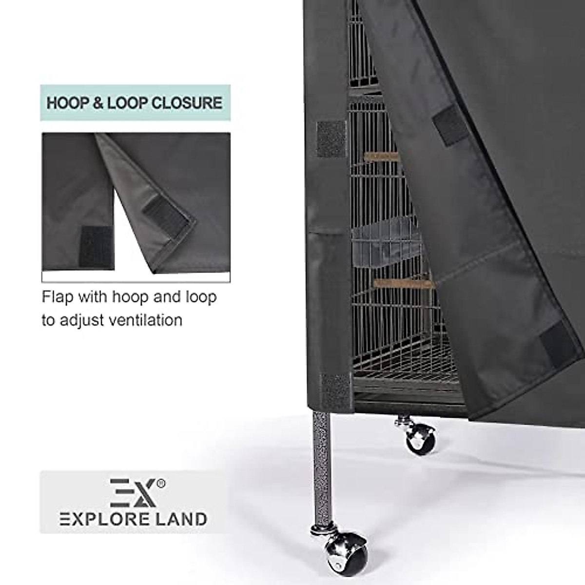 Explore Land Bird Cage Cover - Universal Pet Cage Cover for Night Cage Cover for Cats, Mink, Totoro, Parakeet, Parrot and Small Animals 01(Black, X-Large)