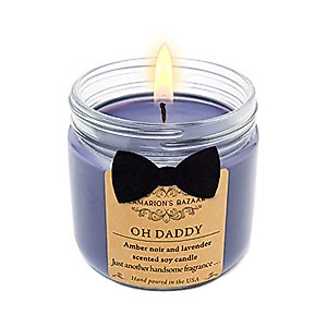 Oh Daddy Candle - Amber Noir + Lavender Fragrance - Large Soy Candle with Tuxedo Decor in a Kraft Box