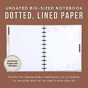 Happy Planner Daily Notebook for School, Office or Journaling - 60 Sheets Dotted Paper with 3 Dividers - Notebook for Student or Teacher - Gone Wild Theme - Large Notebook 8.5" x 11