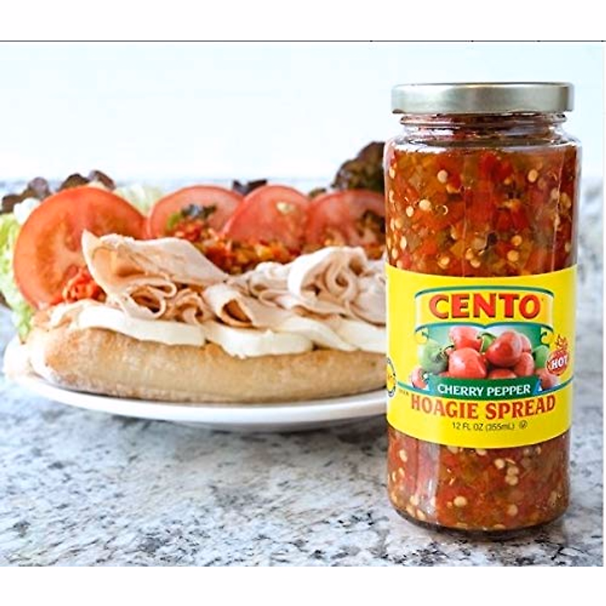 Cento Diced Hot Cherry Pepper Hoagie Spread, 12 Fl Oz (Pack of 3)