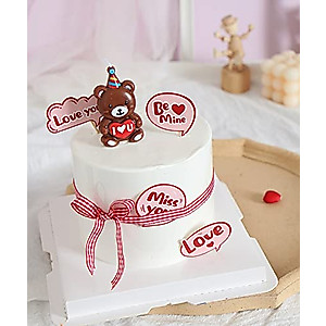 Cartoon Hug Bear Candle Set,Cute Mini Bear and I Love You Funny Baby Kids Children Happy Birthday Candles,Party Supplies,Cake Decoration