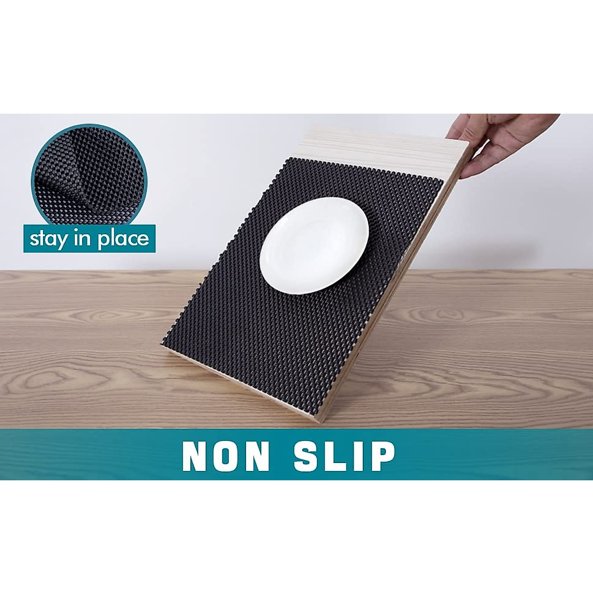 DwellAid 18in x 8FT, Black Shelf Cabinet Liner, Strong Grip, Non Adhesive Easiest Install Mat, Shelf Liner for Kitchen Cabinets Non Adhesive, Kitchen Drawer Liners, Durable Organization Liners