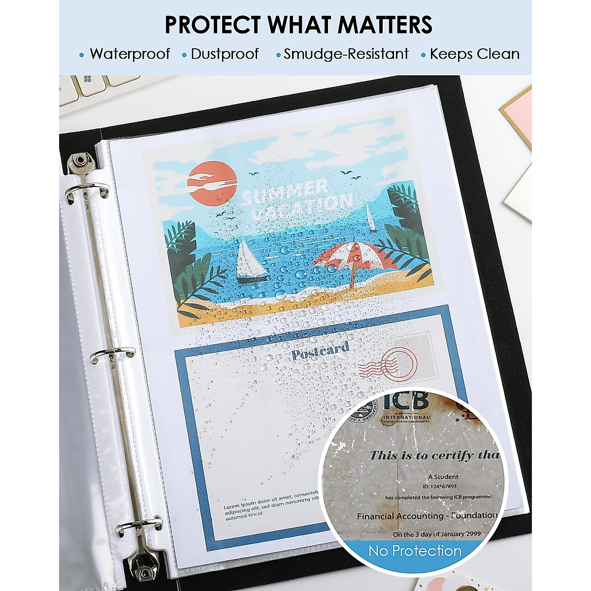 KTRIO Heavyweight Sheet Protectors 8.5 x 11 inch, 3 Mil Clear Page Protectors for 3 Ring Binder, Plastic Sleeves for Binders, Top Loading Paper Protector Letter Size, 30 Pack