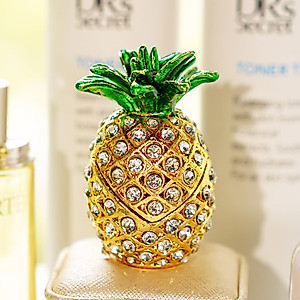 YU FENG Bling Pineapple Trinket Boxes Hinged Crystal Jeweled Enamel Trinket Jewelry Box Collectibles Gifts