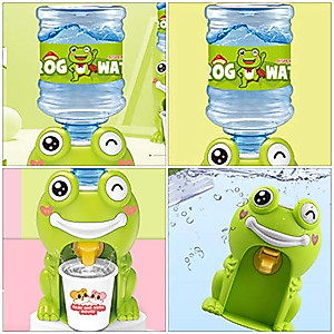 Amosfun Desktop Water Dispenser Cooler Mini Bottom Load for Bedroom- Kids Mini Water Dispenser Frog Animal Style Water Machine- Children Mini Water Dispenser Drink Water Machine Toy for Home (Green)