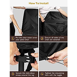 Patio Chair Covers Waterproof, Heavy Duty Outdoor Lounge Deep Seat Chair Cover, Lawn Patio Furniture Covers 2 Pack Fits up to 30W x 37D x 31H inches | Black