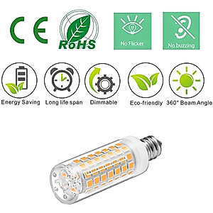 E12 LED Bulb Dimmable 7W C7 Bulb Equivalent to E12 Halogen Bulb 60W, Warm White 3000K T6 E12 Candelabra Bulb 60 Watt for Ceiling Fan, Chandelier Lighting, AC120V Kx-2000 Bulbrite Replacement (6 Pack)