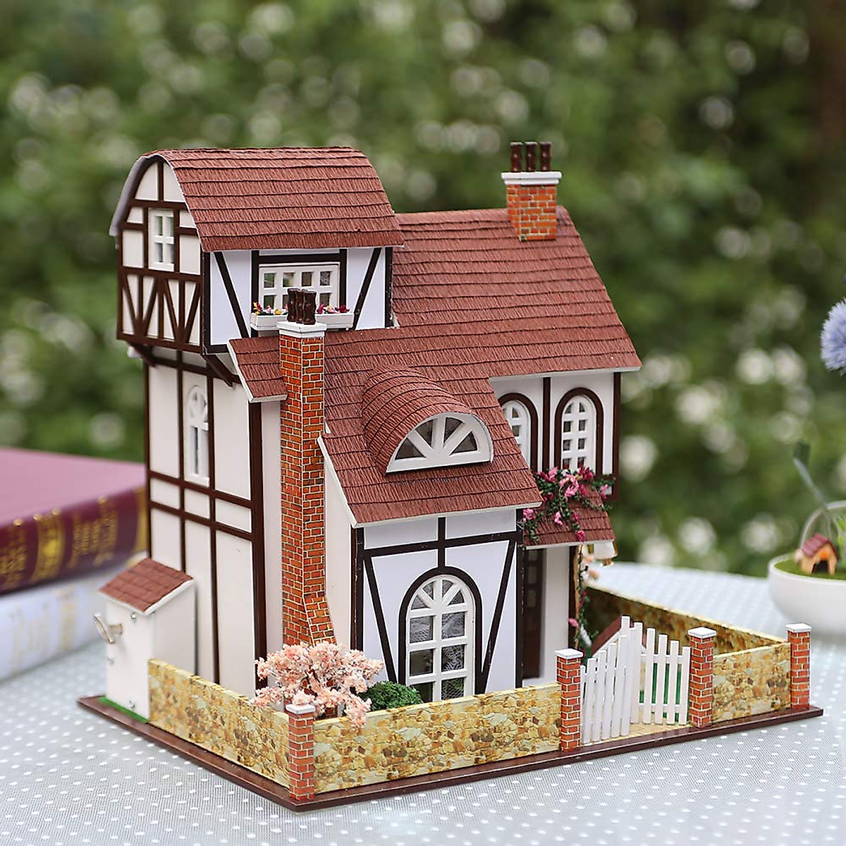 DIY Miniature Dollhouse Kit with Music Box Rylai 3D Puzzle Challenge for Adult Kids (Flower Town)