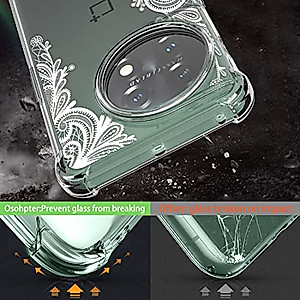 Osophter for Oneplus 11 Case Women Girls Flower Floral Shock-Absorption Flexible TPU Rubber Phone Cover for Oneplus 11 5G(White Lace)