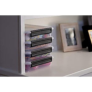 Plano PLA131401 4 Pack Cubby Cube Clear Storage| Stackable Clear Storage Bins with Secure Black Latch, Clear with Black Latch