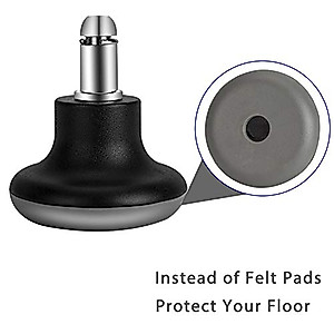uvce Bell Glides Replacement Office Chair Swivel Caster Wheels to Fixed Stationary Castors, Short Profile with Separate Self Adhesive Felt Pads Black 5pcs