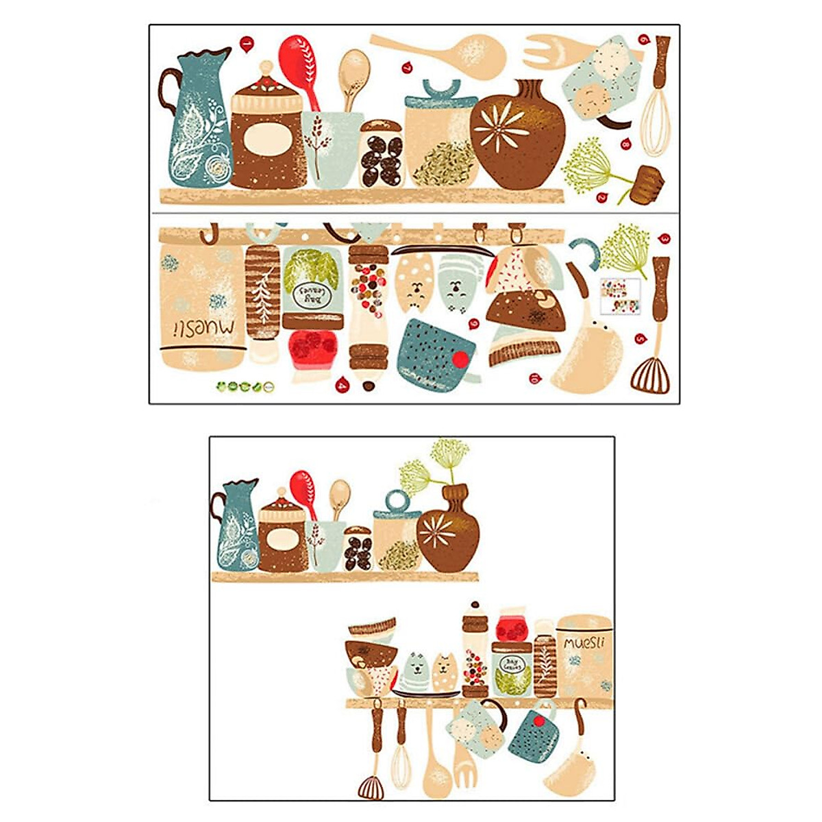 Uonlytech Window Decals 2pcs Cartoon Kitchen Quotes Wall Decal Cooking Utensils Wall Art for Kitchen Dining Room Fridge Restaurant Decor