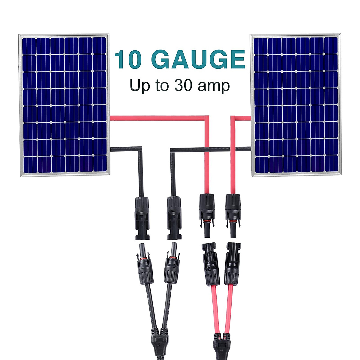 Solar Y Branch Connectors 40A, Solar Connectors with a Spanner, Solar Cable Parallel Adaptor Wire Plug Tool Kit for Solar Panel (2*M/FF+2*F/MM+ 2 Spanners)
