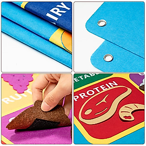 WATINC My Plate Felt-Board Stories Set 3.5Ft 53Pcs Preschool Vegetables Fruit Protein Grains Flannel Food Diary Classroom Theme Early Learning Play Kit Wall Hanging Gift for Toddlers Kids