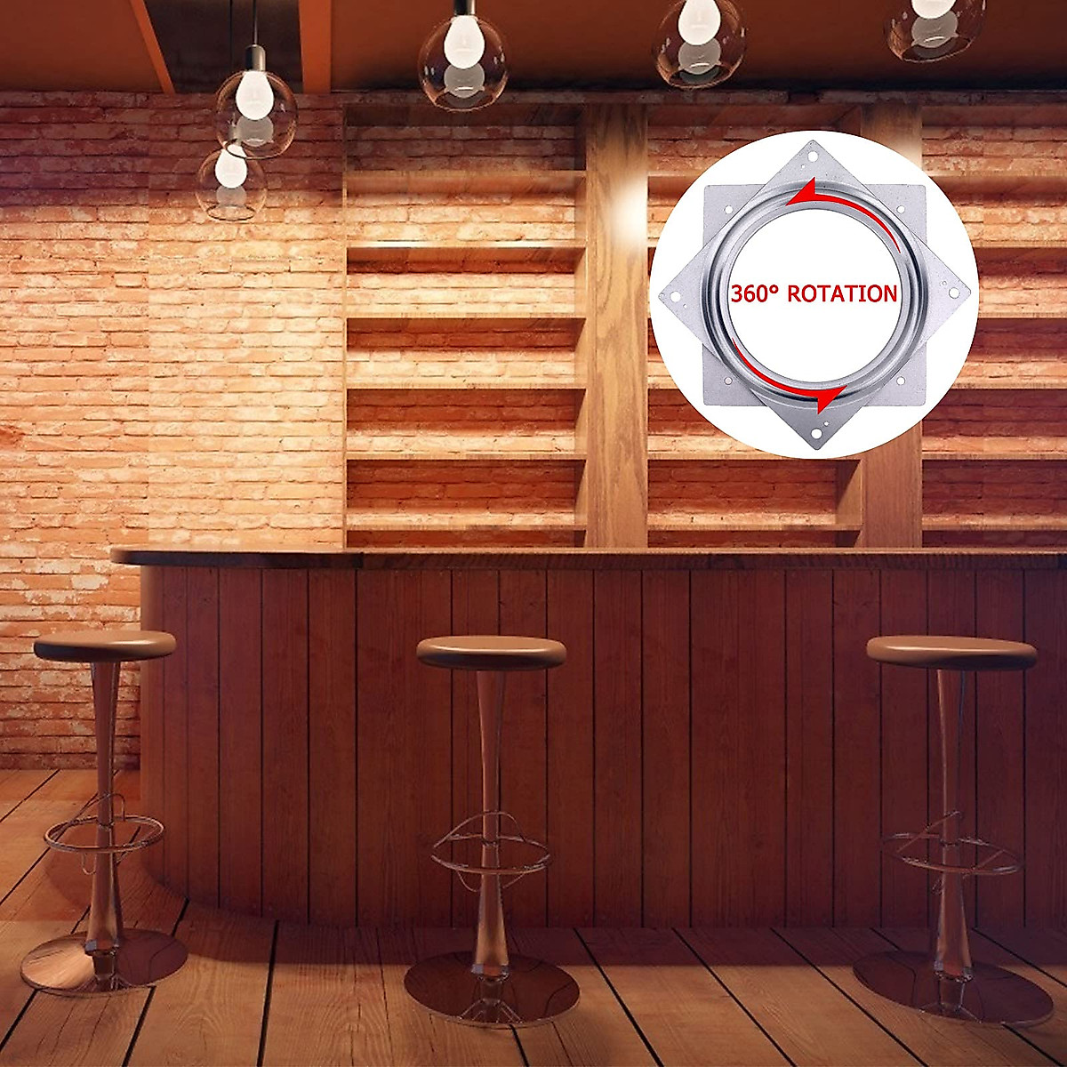 8Pack 6Inch Lazy Susan Hardware 5/16" Thick Square Lazy Susan Turntable Bearings Plate, 500lbs Capacity Rotating Swivel Bearing Plate, Lazy Susan Turntable Base for Serving Trays, Kitchen, Table