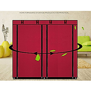 6 Tier Shoe Rack with Dustproof Cover, 27 Pairs Portable Vertical Double Row Shoe Rack Storage Organizer with Nonwoven Fabric Cover Cabinet for Closet & Entryway, Wine Red